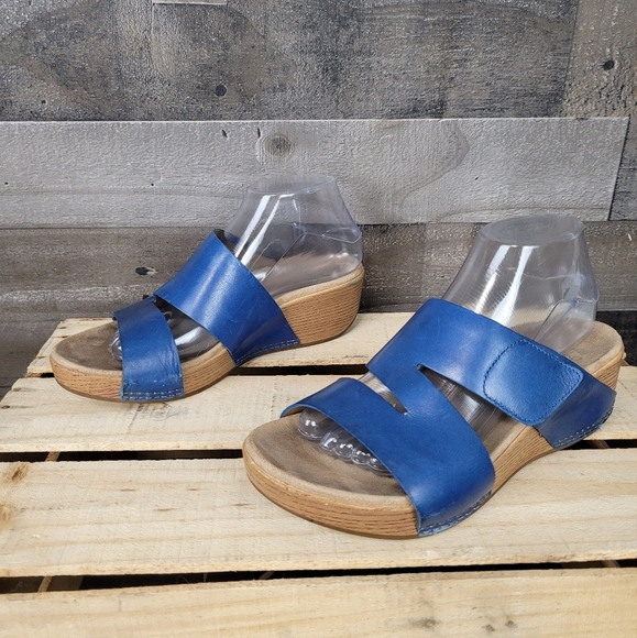 Dansko | Shoes | Dansko Lacee Colbal Blue Leather Slipon Wedge | Poshmark